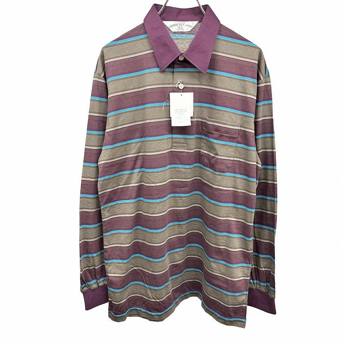 【新品/訳アリ】VENTNOR GOLF LINKS ゴルフ ポロシャツ ボーダー 長袖 綿100% L ヘザーパープル 杢紫×カーキ×水色×杢グレー メンズ :CL05348:Undo ...