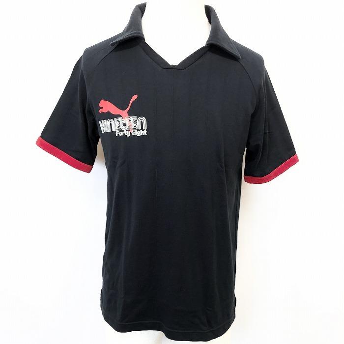 PUMA プーマ ポロシャツ ストライプ ロゴプリント オープンカラー スキッパー ラグランスリーブ 半袖 綿100% L ブラック 黒 メンズ 男性 : Undo Rowa ヤフー店 ...