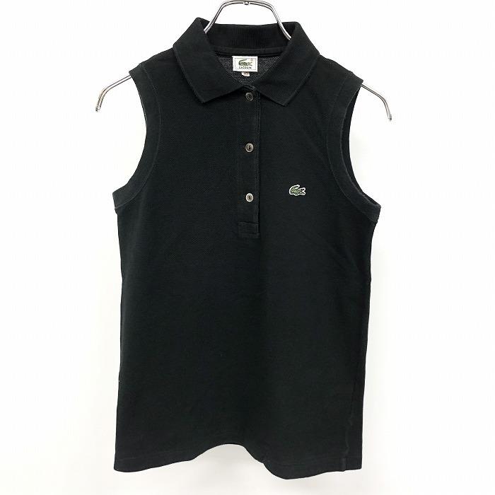 LACOSTE ラコステ ノースリーブポロ ポロシャツ プルオーバー カットソー 鹿の子 スリムフィット 綿100% 40 ブラック 黒 レディース 女性 : Undo Rowa ヤフー店 ...
