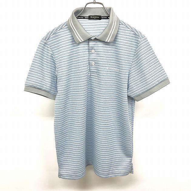 CONVERSE コンバース ポロシャツ ボーダー 半袖 ショートスリーブ ポケット無し ポリ100% M ブルー×グレー×ホワイト 青系 メンズ 男性 : Undo Rowa ヤフー店 ...