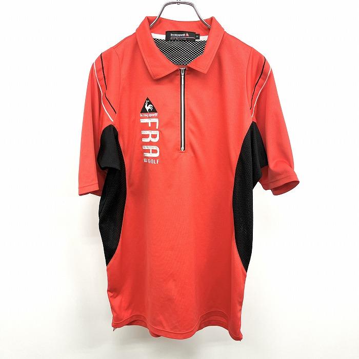 le coq sportif GOLF COLLECTION - LL XL メンズ ゴルフ ポロシャツ ハーフジップ サイドメッシュ ロゴ刺繍 5分袖 ポリ100% オレンジ系 : Undo ...
