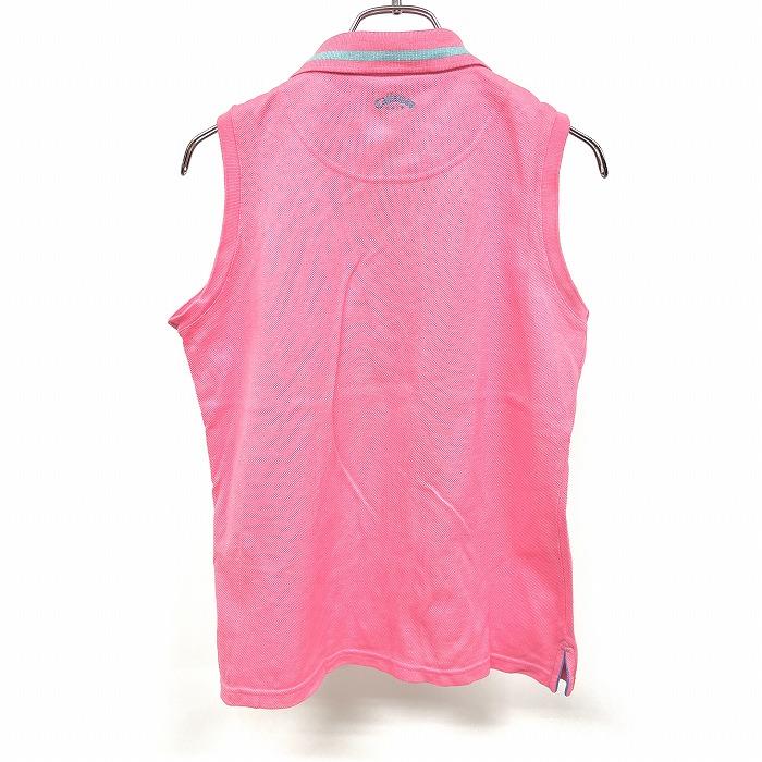 Callaway キャロウェイ ゴルフ GOLF ノースリーブポロ ボタン留め ポロシャツ 鹿の子 ベスト フレンチフロント 綿100% L ピンク レディース : Undo Rowa ヤフー ...