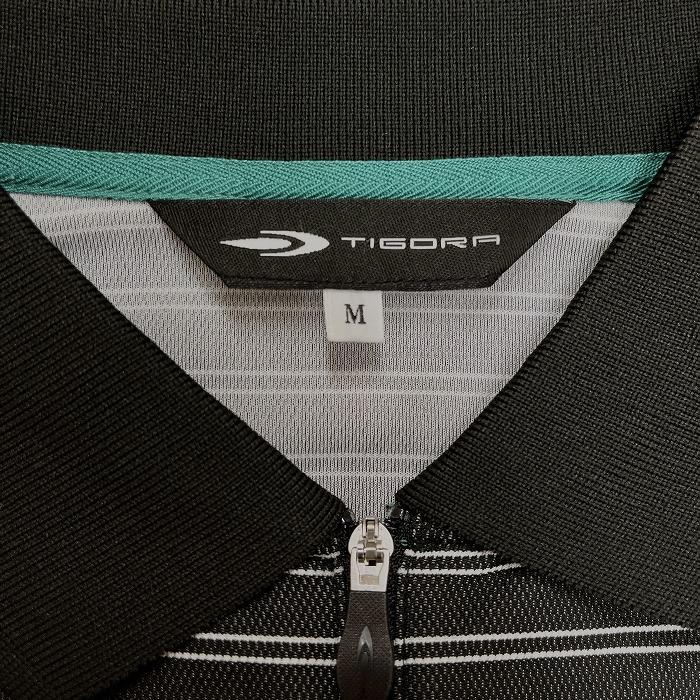 TIGORA ティゴラ ポロシャツ ハーフジップ スポーツ ボーダー ロゴプリント 半袖 ポリエステル100% M ブラック系×ホワイト 黒系 メンズ : Undo Rowa ヤフー店 ...