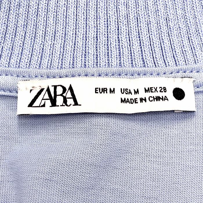 ZARA ザラ スキッパーカラー ポロシャツ Tシャツ生地 無地 半袖 ショートスリーブ 綿100% コットン M ヘザーネイビー 杢紺 レディース 女性 : Undo Rowa ヤフー店 ...