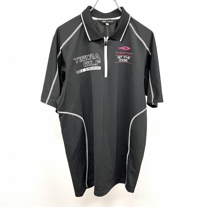 TIGORA ティゴラ ポロシャツ 半袖 リブカットソー ロゴプリント ハーフジップ ポリ100% L 黒 ブラック×ピンク×ホワイト メンズ : Undo Rowa ヤフー店 - 通販 ...