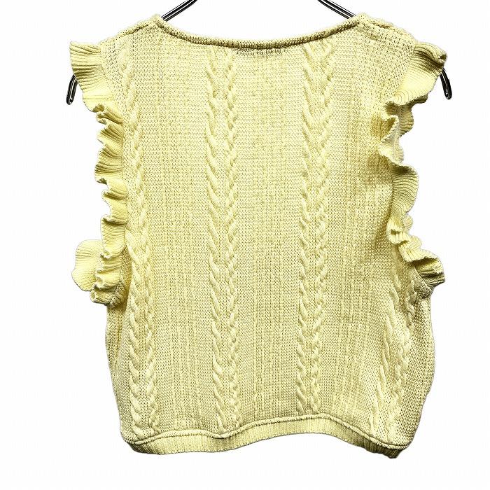 ZARA ザラ ショート丈 ニットカットソー ベスト ラッフルスリーブ ケーブル Uネック ポリエステル×ポリウレタン L イエロー 黄 レディース : Undo Rowa ヤフー店 - 通販 ...