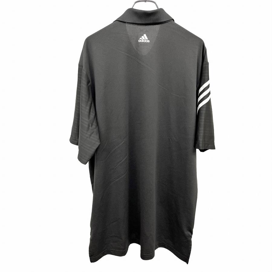 adidas アディダス ポロシャツ ボーダー 背中がメッシュ系の生地 刺繍 プリント CLIMA COOL 半袖 ポリ100% L ブラック系 黒系×白 メンズ : Undo Rowa ...