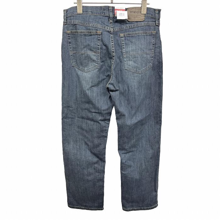 Wrangler（ラングラー） 【新品】Wrangler デニム パンツ ジーンズ ジーパン 少しストレッチ ストレート 古着加工 綿×ポリエステル×ポリウレタン 33 青 メンズ ...