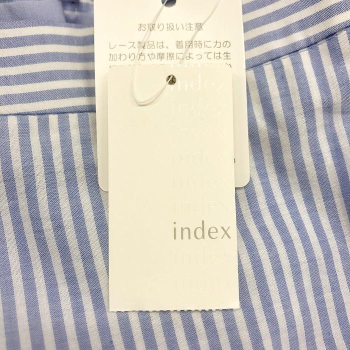 インデックス 【新品】index 薄手 スカート ウエストゴム 裏地付き ストライプ 裾フレア ひざ丈 綿100% コットン M ネイビー 紺 レディース :LS00553:Undo Rowa ...