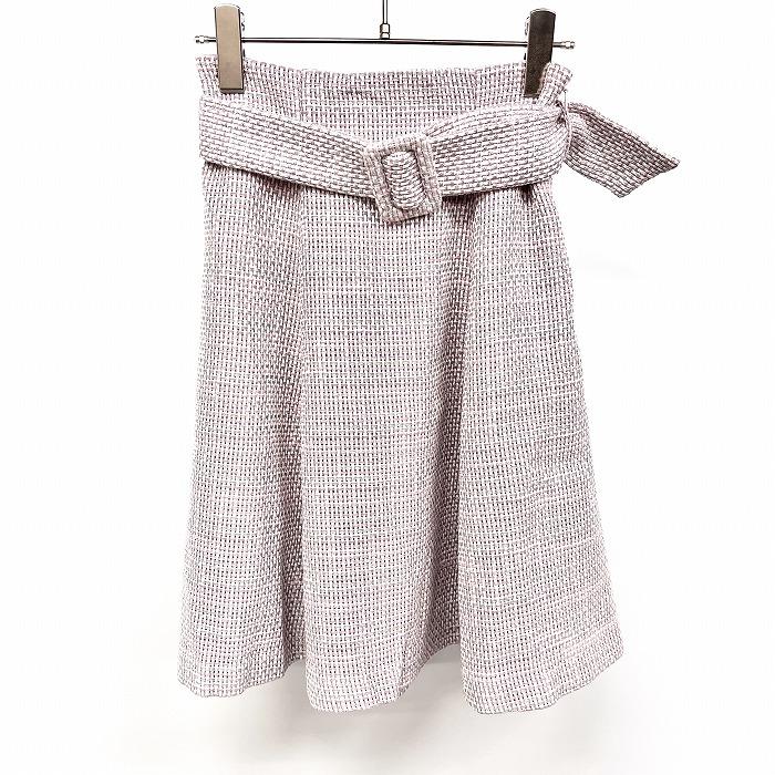 dazzlin ダズリン S レディース 編みスカート フレア ウエストにゴムとベルト ポリ100% ピンク×グレー×ベージュ×ホワイト ピンク系 : Undo Rowa ヤフー店 - 通販 ...