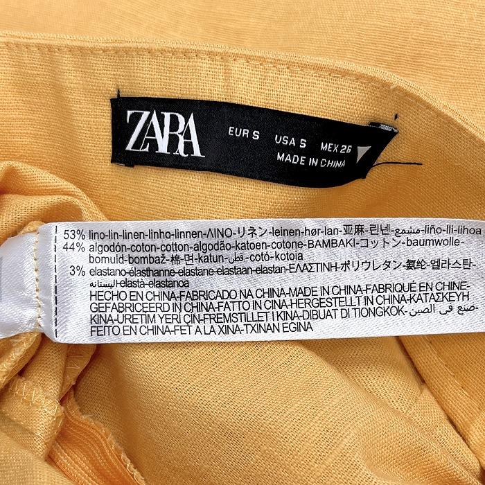 ザラ ZARA Aスカート ざっくりフロントスリット 裏地無し 無地 リネン×綿×ポリウレタン S ヘザーオレンジイエロー系 杢黄色系 レディース :LS01088:Undo Rowa ヤフー ...