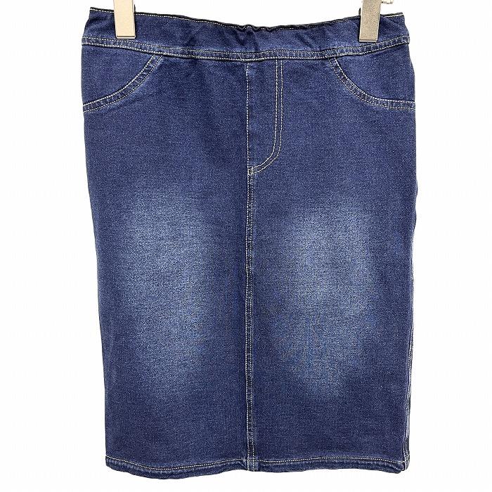 エムドゥ 【新品】M.deux デニムスカート タイト ストレッチ ひざ丈 USED加工 ウエストゴム 無地 綿×ポリウレタン 38 ブルー レディース : ls01144 : Undo ...