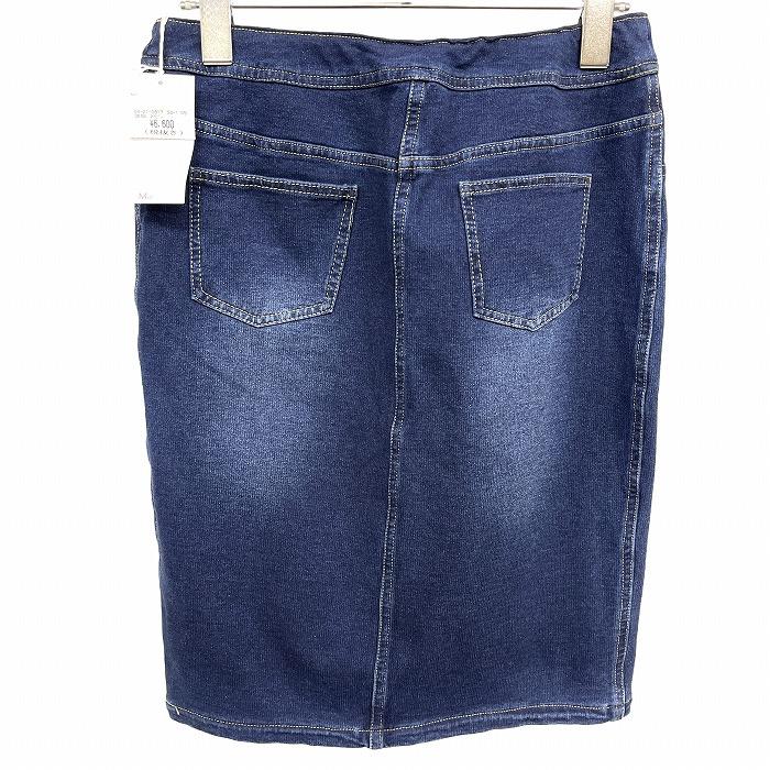 エムドゥ 【新品】M.deux デニムスカート タイト ストレッチ ひざ丈 USED加工 ウエストゴム 無地 綿×ポリウレタン 38 ブルー レディース : ls01144 : Undo ...