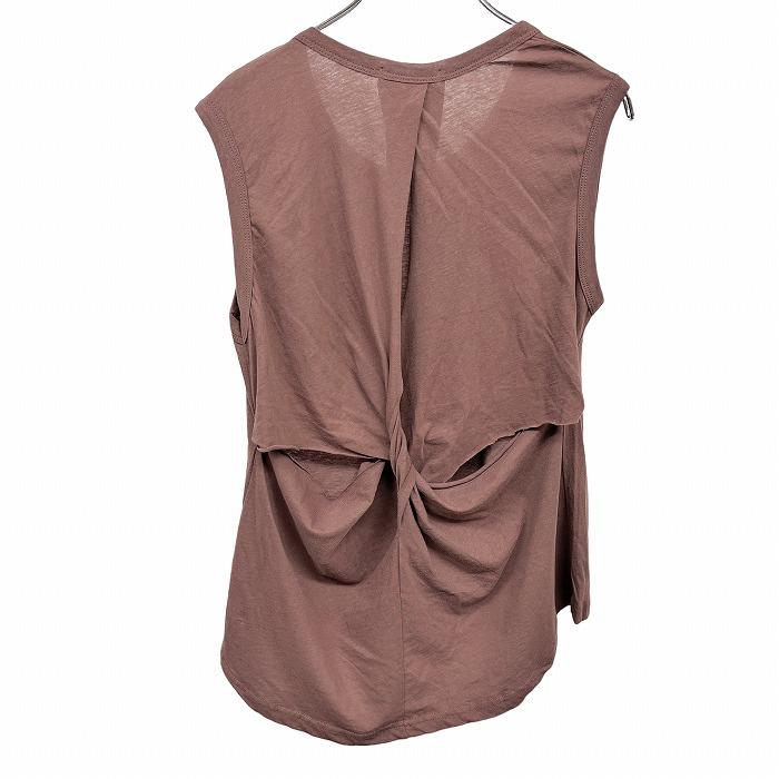 BEYOND ビヨンド タンクトップ 後ろツイスト 背中カットオフ ノースリーブTシャツ 無地 綿×ポリウレタン ヘザーブラウン 茶 レディース : Undo Rowa ヤフー店 - 通販 ...