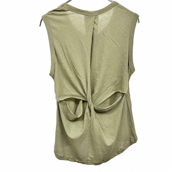 BEYOND ビヨンド タンクトップ ノースリーブTシャツ 後ろツイスト 背中カットオフ 無地 綿×ポリウレタン ヘザーグリーンカーキ 緑 レディース : Undo Rowa ヤフー店 ...