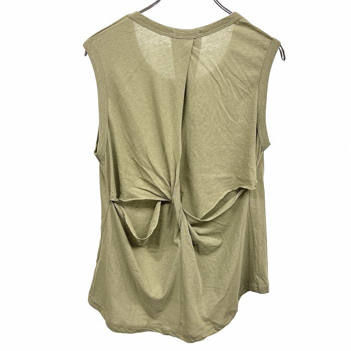 BEYOND ビヨンド タンクトップ 後ろツイスト ノースリーブTシャツ 背中カットオフ 無地 綿×ポリウレタン ヘザーグリーンカーキ 緑 レディース : Undo Rowa ヤフー店 ...