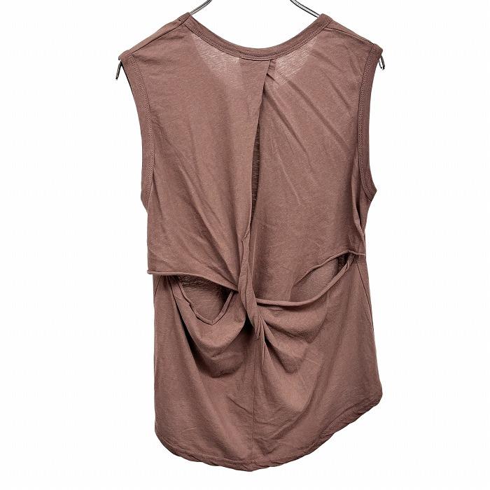 BEYOND ビヨンド タンクトップ 後ろツイスト 無地 背中カットオフ ノースリーブTシャツ 綿×ポリウレタン ヘザーブラウン 茶 レディース : Undo Rowa ヤフー店 - 通販 ...