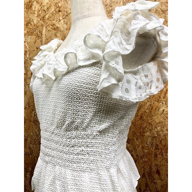 dazzlin（ダズリン） F レディース ノースリーブフリルトップス 水玉レース ウエストゴム ポリエステル×ナイロン×ポリウレタン ホワイト : Undo Rowa ヤフー店 - 通販 ...