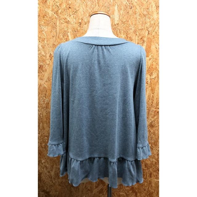 HusHusH HUSHUSH ハッシュアッシュ 2 レディース 裾フリルチュニック Vフロント 長袖 ワイドスリーブ ポリ×綿 ヘザーネイビー×ターコイズブルー : Undo Rowa ...