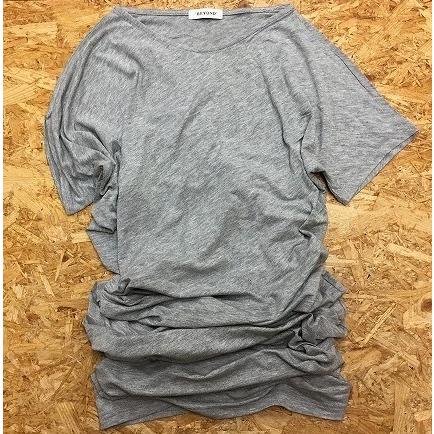 BEYOND ビヨンド - レディース Tシャツ ロング丈 無地 シームレススリーブ アシンメトリー 半袖 レーヨン×ポリウレタン ヘザーグレー :LW00032:Undo Rowa ヤフー店 ...