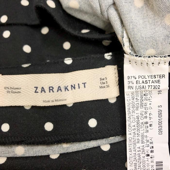 ZARA KNIT カットソーワンピース 裏地無し ドット柄 水型柄 7分袖 ポリエステル×ポリウレタン S ブラック×オフホワイト 黒 レディース : Undo Rowa ヤフー店 - 通販 ...