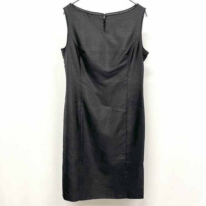 ATELIER SAB アトリエサブ ノースリーブワンピース 裏地付き 左裾にスリット 一部ラメ ポリ100% 11T 11号 L ヘザーブラック 黒 レディース : Undo Rowa ...