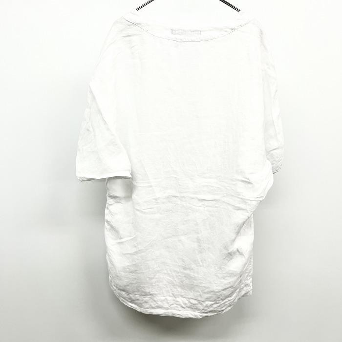 ZARA ザラ ベーシック BASIC シャツチュニック 5分袖 薄手 Vネック 裏地付き 無地 ドルマンスリーブ 麻100%(裏地：綿100%) S 白 レディース : Undo Rowa ...