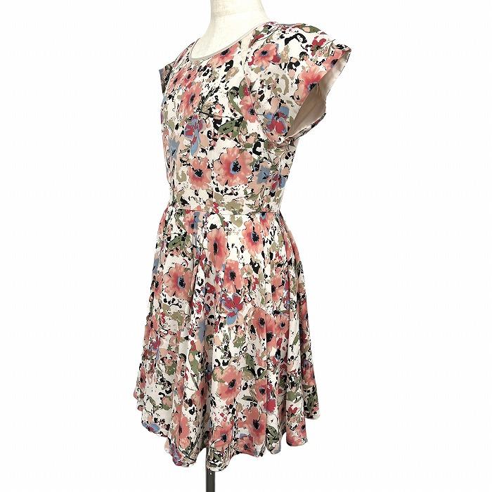 ラセーヌプリヴェ La scene privee ワンピース 半袖 花柄 裏地付 ポリ100% M 9AR ピンク ライトベージュ系×ピンク×緑×黒×赤 レディース : Undo Rowa ...
