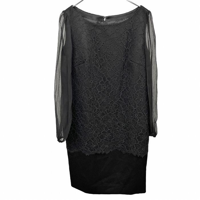 エポカ EPOCA 花柄パネルレース ワンピース 楊柳シフォンシアースリーブ 長袖 トリアセテート×ポリ×キュプラ 42 ブラック 黒 レディース :LW00795:Undo Rowa ヤフー ...