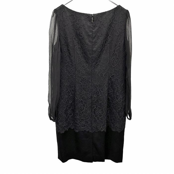 エポカ EPOCA 花柄パネルレース ワンピース 楊柳シフォンシアースリーブ 長袖 トリアセテート×ポリ×キュプラ 42 ブラック 黒 レディース :LW00795:Undo Rowa ヤフー ...
