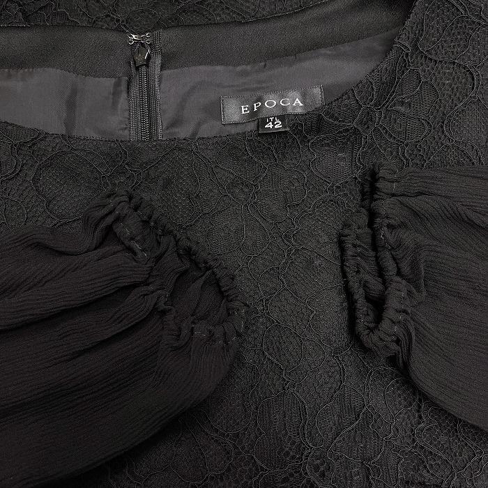 エポカ EPOCA 花柄パネルレース ワンピース 楊柳シフォンシアースリーブ 長袖 トリアセテート×ポリ×キュプラ 42 ブラック 黒 レディース :LW00795:Undo Rowa ヤフー ...