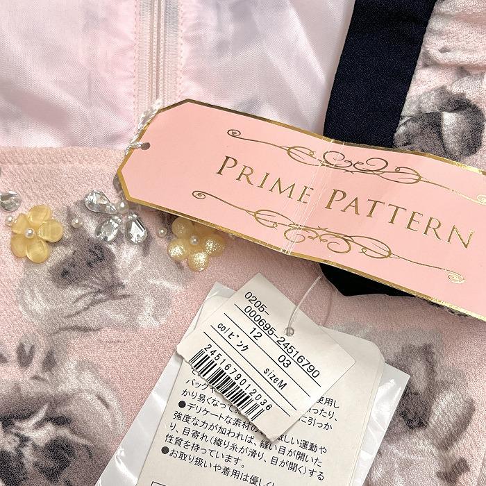 プライムパターン 【新品】PRIME PATTERN ワンピース シボ生地 ジョーゼット 花柄 半袖 裏地付き ポリ100% M ピンク ピンク×紺 レディース : lw00821 ...