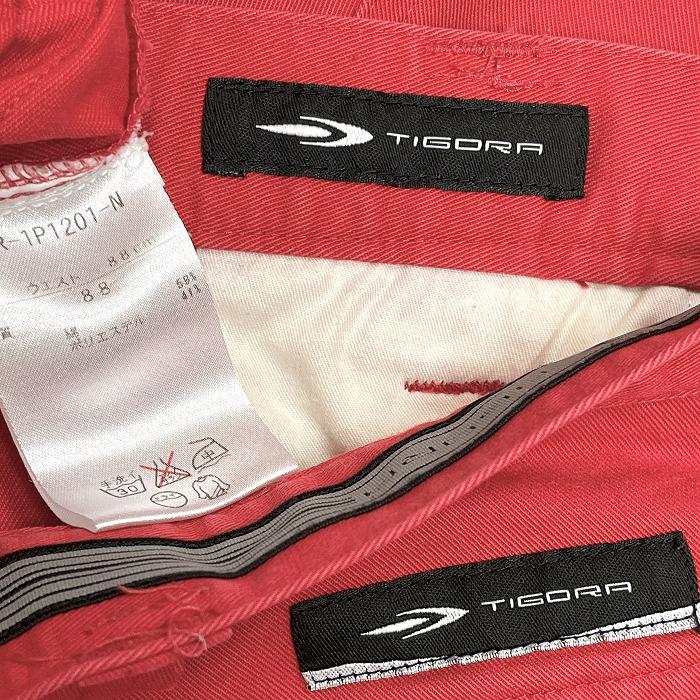 TIGORA ティゴラ ゴルフ チノパンツ ストレート ロゴパッチ ロゴ刺繍 ジップフライ ウエストの内側に滑り止め 綿×ポリ 88 レッド メンズ : Undo Rowa ヤフー店 - 通販 ...