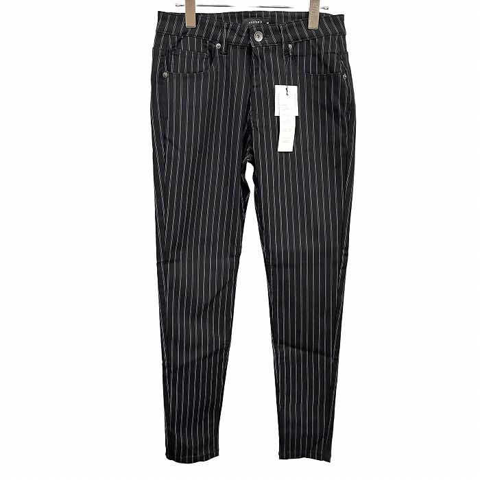 roshell 【新品】roshell スキニーパンツ ストライプ 強めのストレッチ レーヨンなど M ブラック 黒×グレーブルー レディース ...