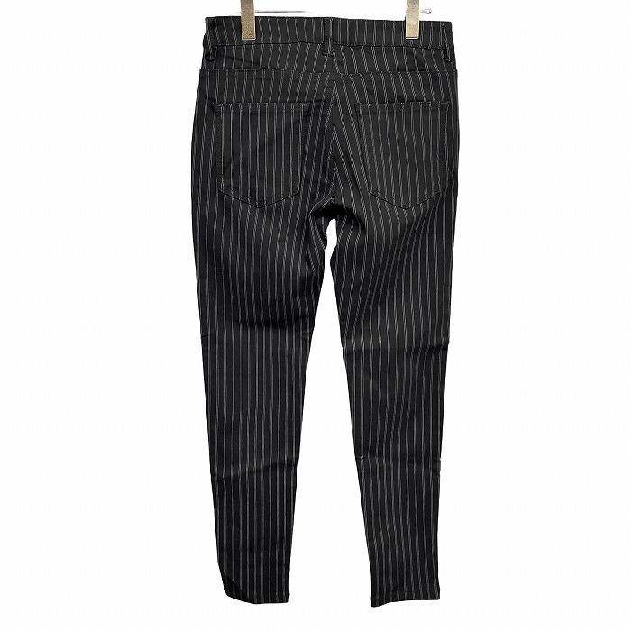 roshell 【新品】roshell スキニーパンツ ストライプ 強めのストレッチ レーヨンなど M ブラック 黒×グレーブルー レディース ...
