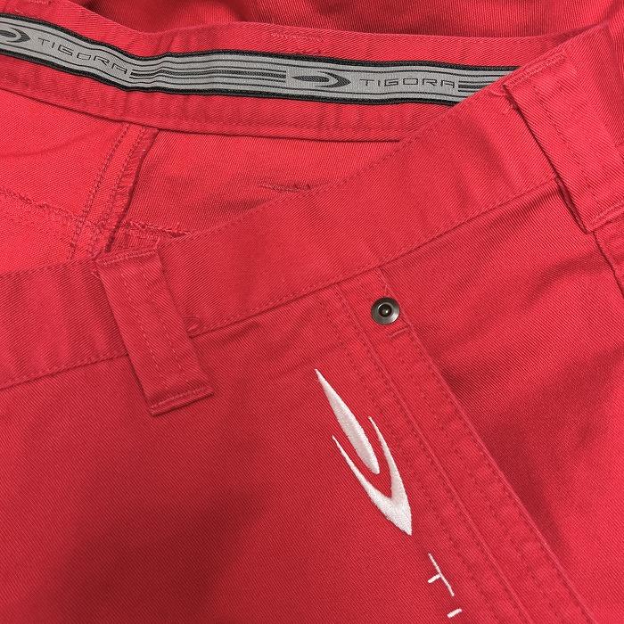 TIGORA ティゴラ ゴルフ チノパンツ ロゴ刺繍 ストレート ジップフライ ウエストの内側に滑り止め 綿×ポリ ウエスト92cm レッド 赤 メンズ : Undo Rowa ヤフー店 ...