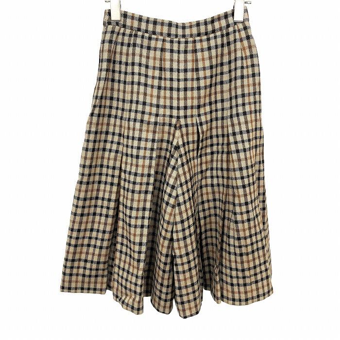 DAKS ダックス ENGLAND キュロットパンツ 裾フレア チェック ウール×ナイロン(裏地：キュプラ100%) 60-88 ブラウン 茶×黒×白 レディース : Undo Rowa ...