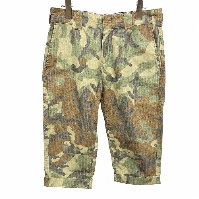 Dickies ディッキーズ クロップドパンツ テーパード 裾ダブル 迷彩柄 リップストップ風 綿100% 76(30) 緑×茶×ベージュ×黒 メンズ : Undo Rowa ヤフー店 ...