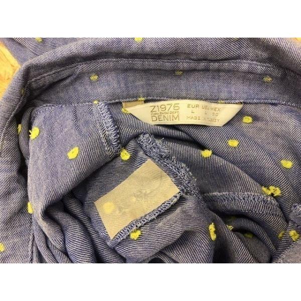 ZARA BASIC ザラ ベーシック L(EURサイズ) レディース シャツ 薄手 半端袖 両胸ポケット ドット柄 ロールアップ袖 イエロー×ブルー 黄×青 : Undo Rowa ヤフー店 ...