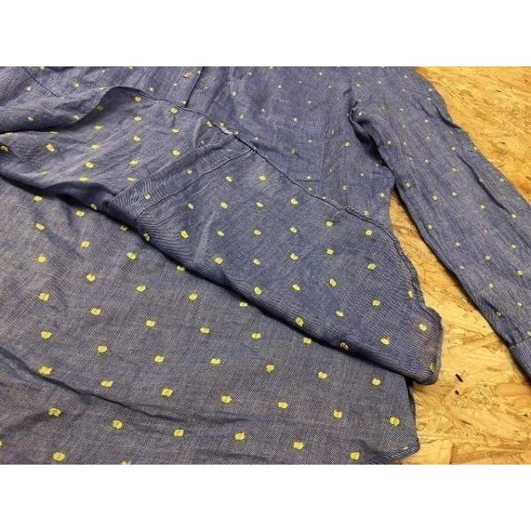 ZARA BASIC ザラ ベーシック L(EURサイズ) レディース シャツ 薄手 半端袖 両胸ポケット ドット柄 ロールアップ袖 イエロー×ブルー 黄×青 : Undo Rowa ヤフー店 ...