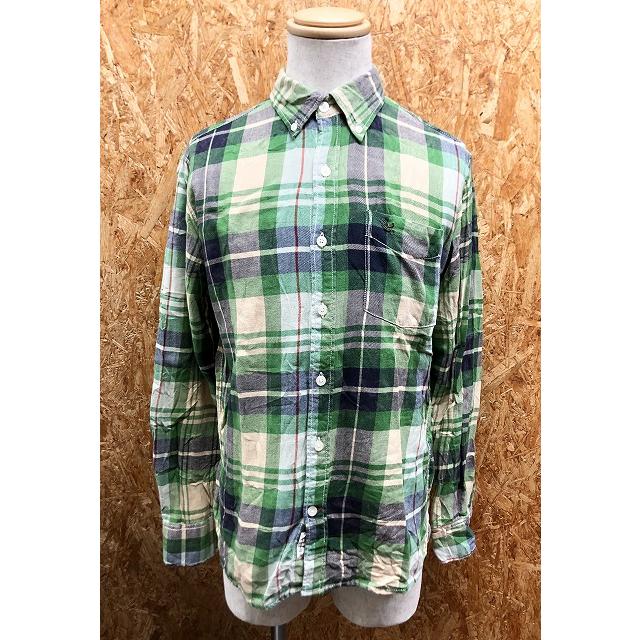 アルファソフィー ALPHASOPHY シャツ USED加工(？) 微起毛 チェック柄 ボタンダウン 長袖 綿100% M 緑×紺×水色×ベージュ×赤 メンズ : Undo Rowa ヤフー店 ...