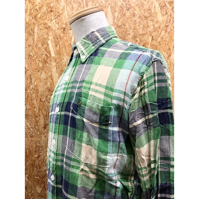 アルファソフィー ALPHASOPHY シャツ USED加工(？) 微起毛 チェック柄 ボタンダウン 長袖 綿100% M 緑×紺×水色×ベージュ×赤 メンズ : Undo Rowa ヤフー店 ...