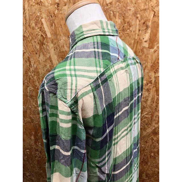 アルファソフィー ALPHASOPHY シャツ USED加工(？) 微起毛 チェック柄 ボタンダウン 長袖 綿100% M 緑×紺×水色×ベージュ×赤 メンズ : Undo Rowa ヤフー店 ...