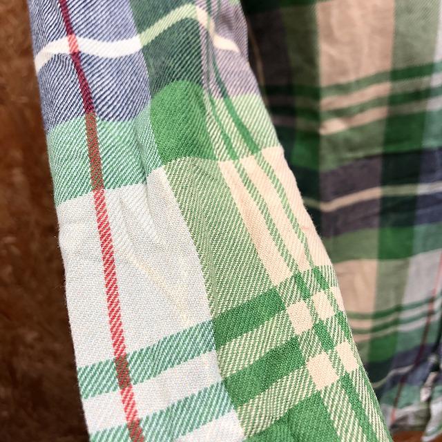 アルファソフィー ALPHASOPHY シャツ USED加工(？) 微起毛 チェック柄 ボタンダウン 長袖 綿100% M 緑×紺×水色×ベージュ×赤 メンズ : Undo Rowa ヤフー店 ...