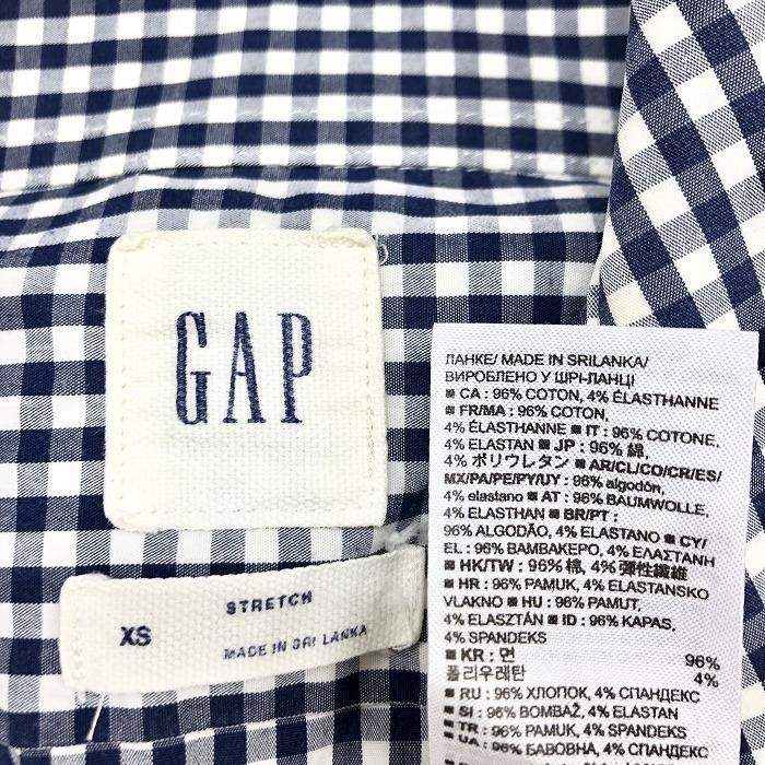 GAP ギャップ シャツ ギンガムチェック ポケット無し 少しストレッチ 長袖 綿×ポリエステル XS ネイビー×ホワイト 紺×白 メンズ : Undo Rowa ヤフー店 - 通販 ...