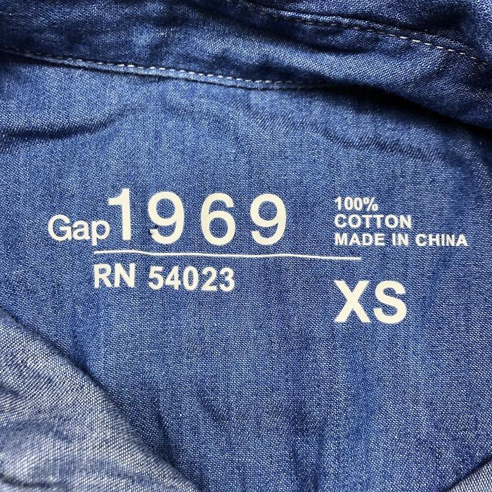 GAP ギャップ シャツ ウエストポケット付き 両胸フラップポケット 袖ロールアップ 無地 長袖 綿100% XS ブルー 青 レディース : Undo Rowa ヤフー店 - 通販 ...