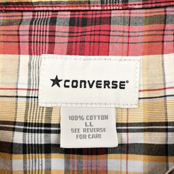 CONVERSE converse コンバース LL メンズ 男性 シャツ チェック 長袖 袖ロールアップ 胸ポケット 綿100% コットン レッド×イエロー×ネイビーなど : Undo ...