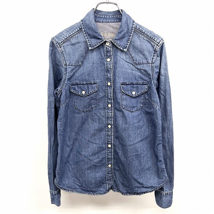 GAP ギャップ デニム ウエスタンシャツ ドットボタン留め 無地 レギュラーカラー 長袖 両胸ポケット 綿100% XS ブルー 青 レディース 女性 : Undo Rowa ヤフー店 ...