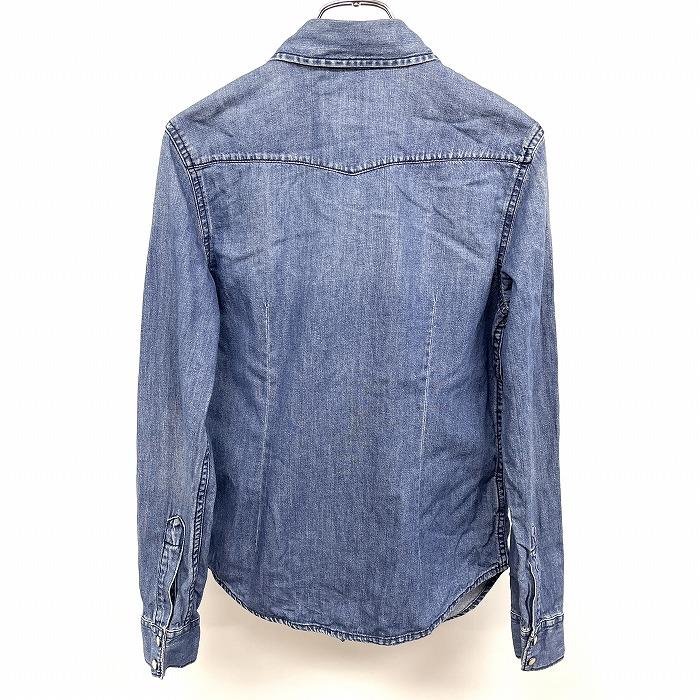 GAP ギャップ デニム ウエスタンシャツ ドットボタン留め 無地 レギュラーカラー 長袖 両胸ポケット 綿100% XS ブルー 青 レディース 女性 : Undo Rowa ヤフー店 ...