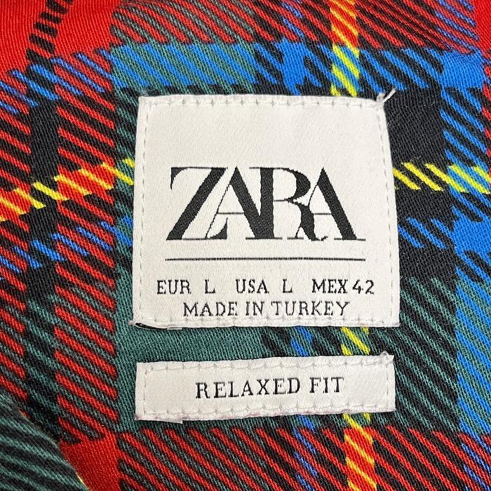 ZARA ザラ ロングシャツ シャツチュニック シャツワンピース 長袖 ポケット無し レーヨン100% L 赤 赤×緑×黄×黒 レディース : Undo Rowa ヤフー店 - 通販 ...